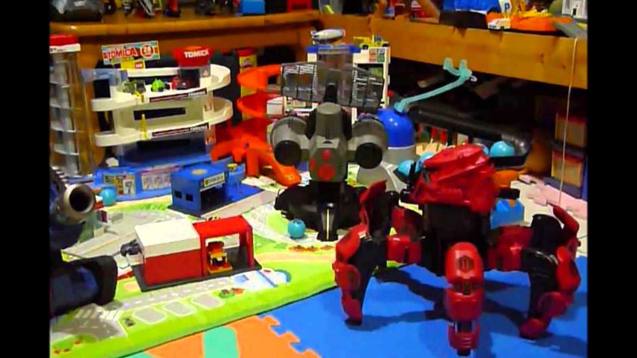 The new NERF war = Air Hogs + combat creatures + TOMY city) - YouTube