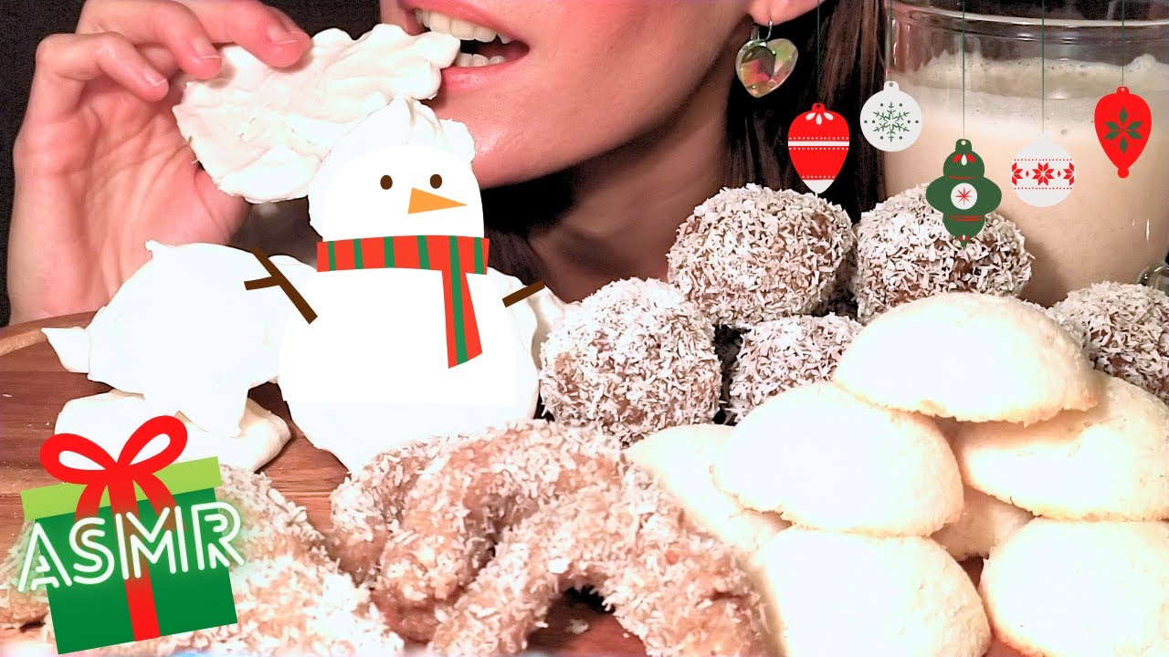 ASMR CHRISTMAS CAKES: Meringues + Coconut *Soft *Crunchy (No Talking ...