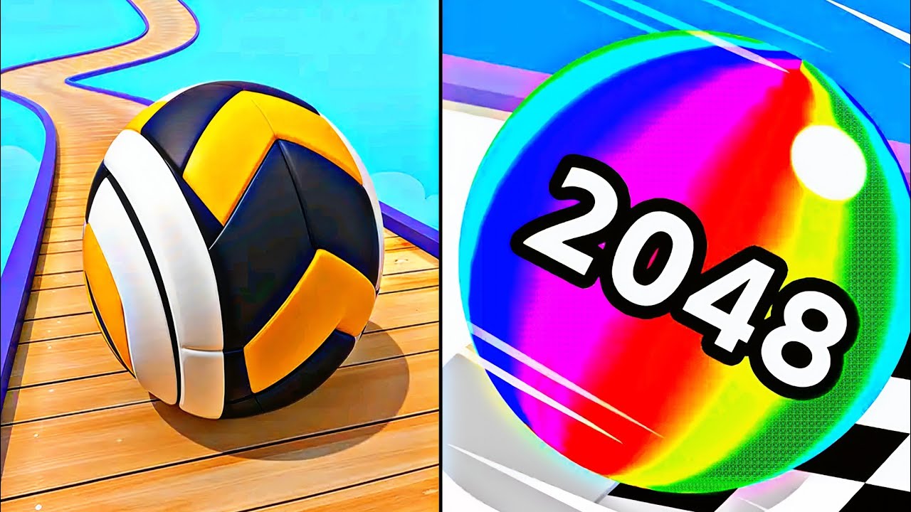 Satisfying Mobile Games Ball Run 2048 vs Sky Ramp Ball Run | Hard ...
