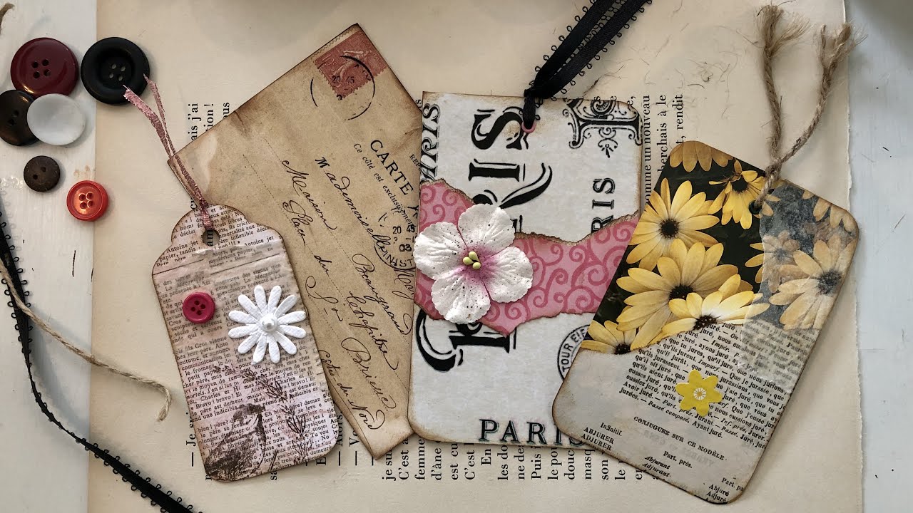 Let’s make some pretty journal cards/tags! - YouTube