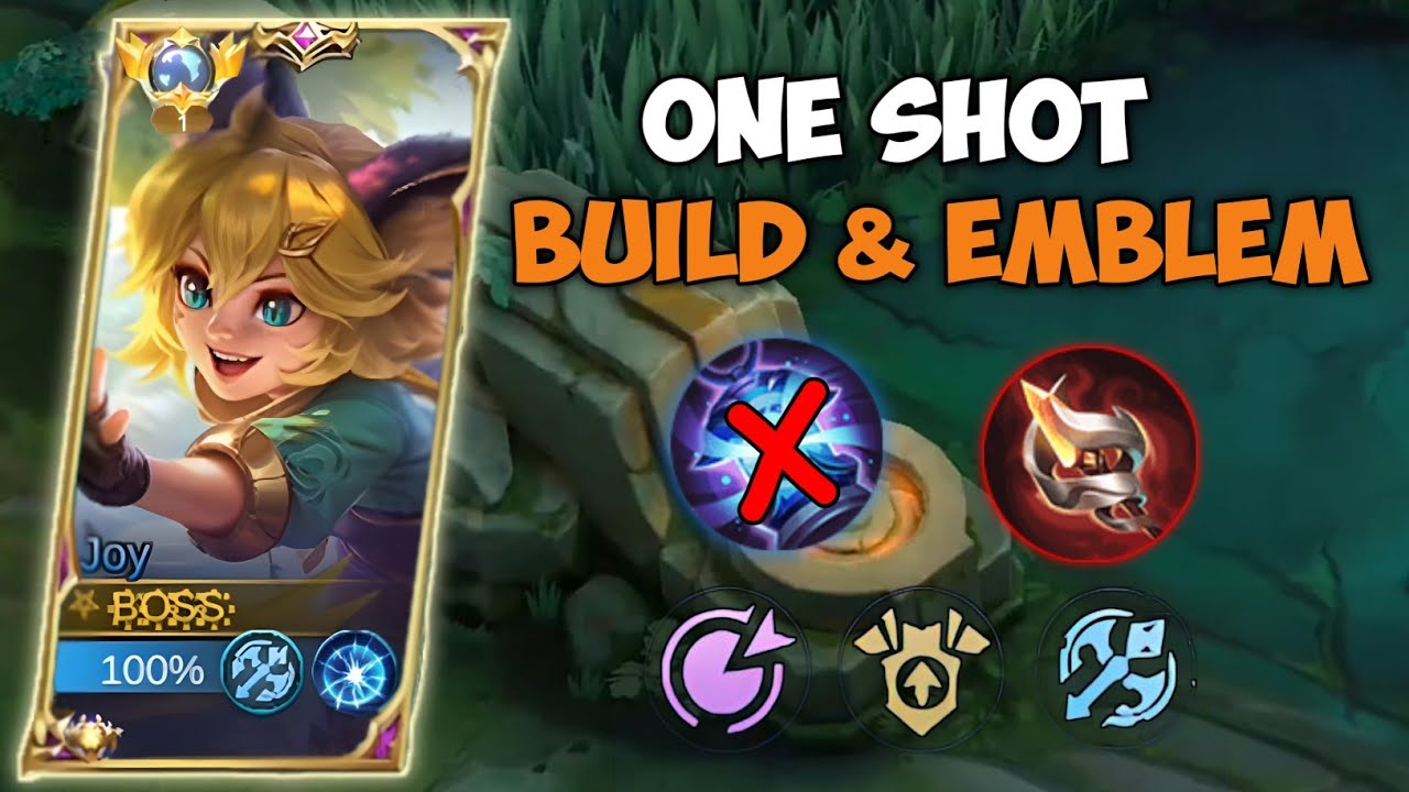 JOY ONE SHOT BUILD & EMBLEM !! [ UNBELIEVABLE DAMAGE 🔥] | JOY MOBILE ...