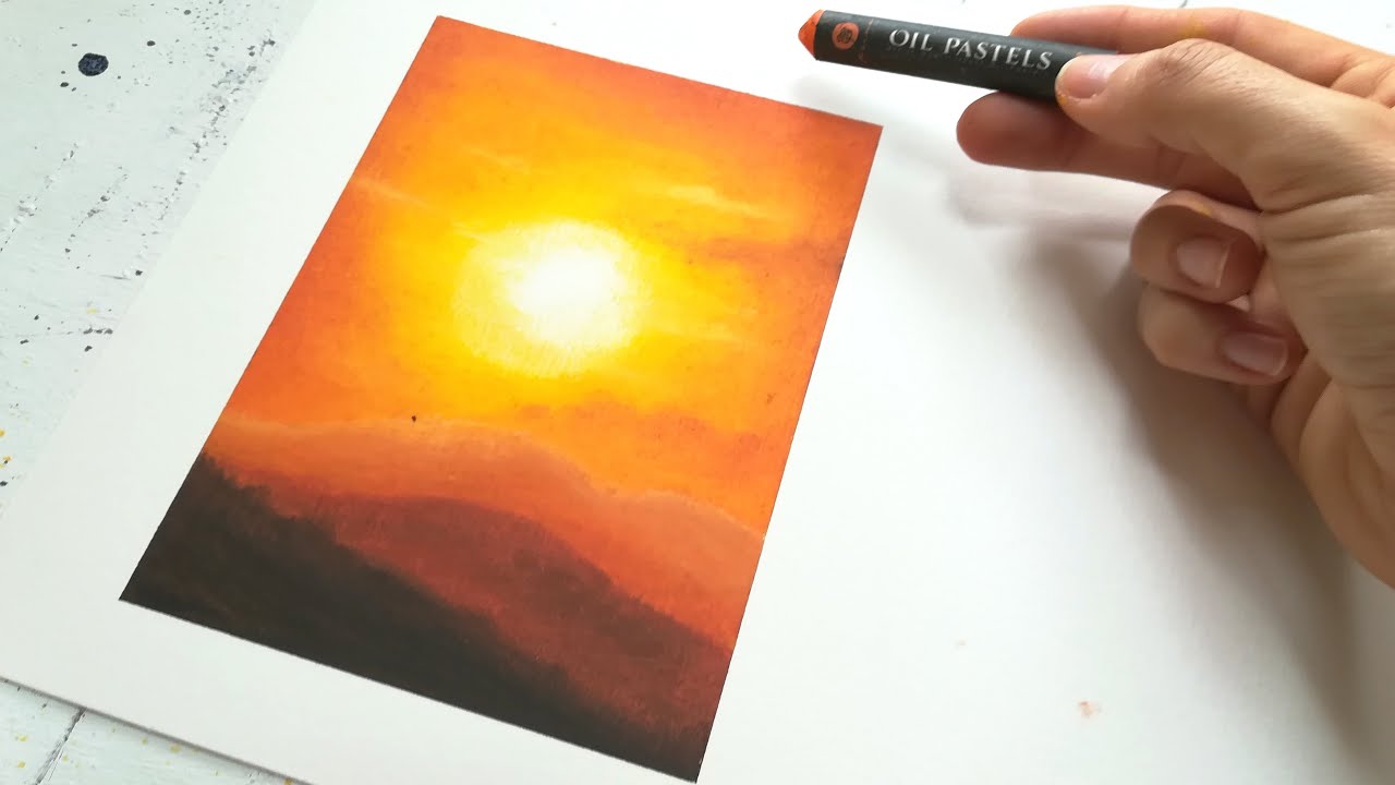 Beautiful Sunset Scenery Easy Oil Pastel - YouTube