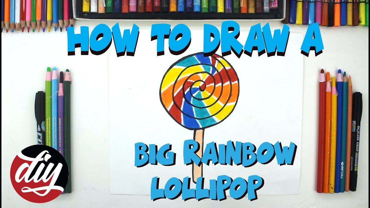 How To Draw Big Rainbow Lollipop 🍭 - YouTube