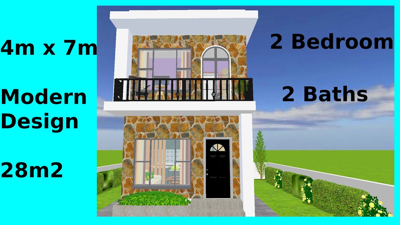 (4x7 Meters) Modern House Design | 2 Bedrooms Loft House Tour - YouTube