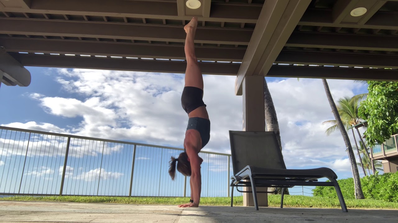 Feet elevated straddle press handstand - YouTube