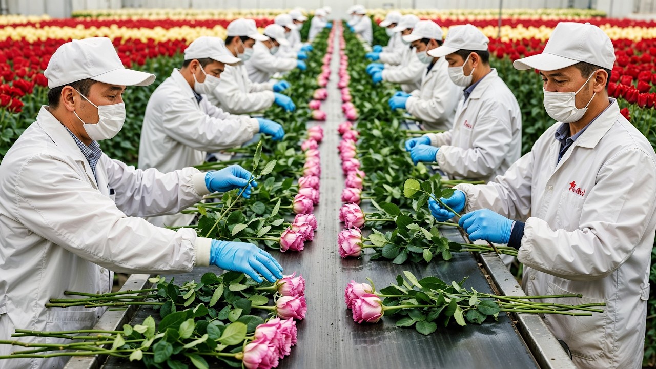 Inside a rose factory: From Roses fields to fresh bouquets (Full ...