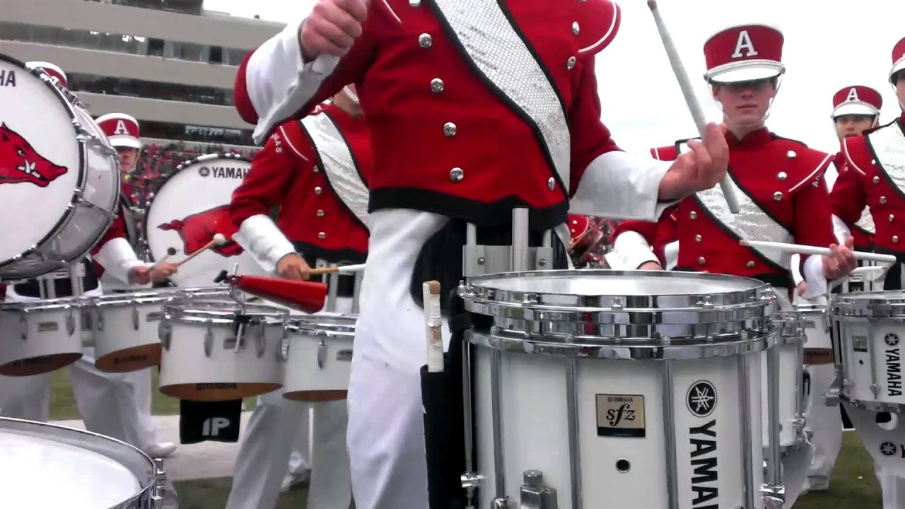Razorback Drumline Fight Song and Hurricane - YouTube