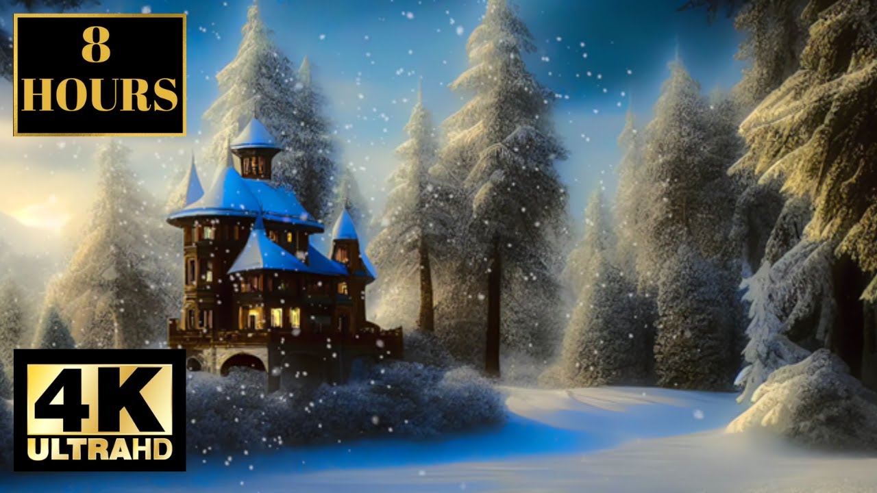 Winter Snow House Home Wallpaper Screensaver Background 4K 8 HOURS With ...