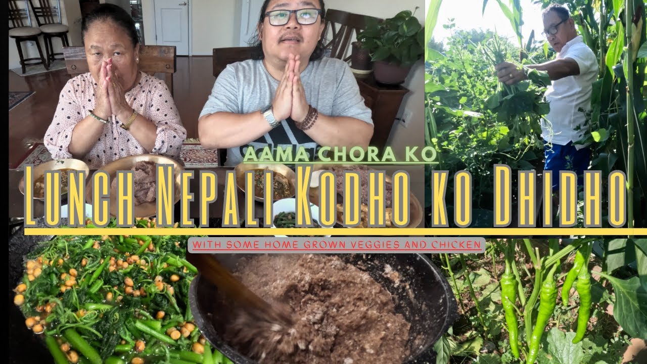 How to Cook Dhido and eat with homegrown pumpkin shoot and chicken ...