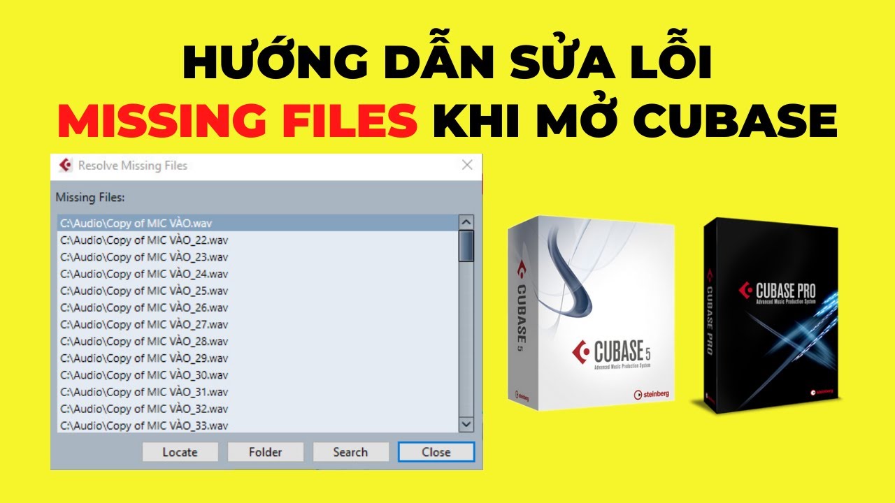 HƯỚNG DẪN SỬA LỖI MISSING FILES KHI MỞ PHẦN MỀM CUBASE (Remove Missing Files Cubase) - YouTube