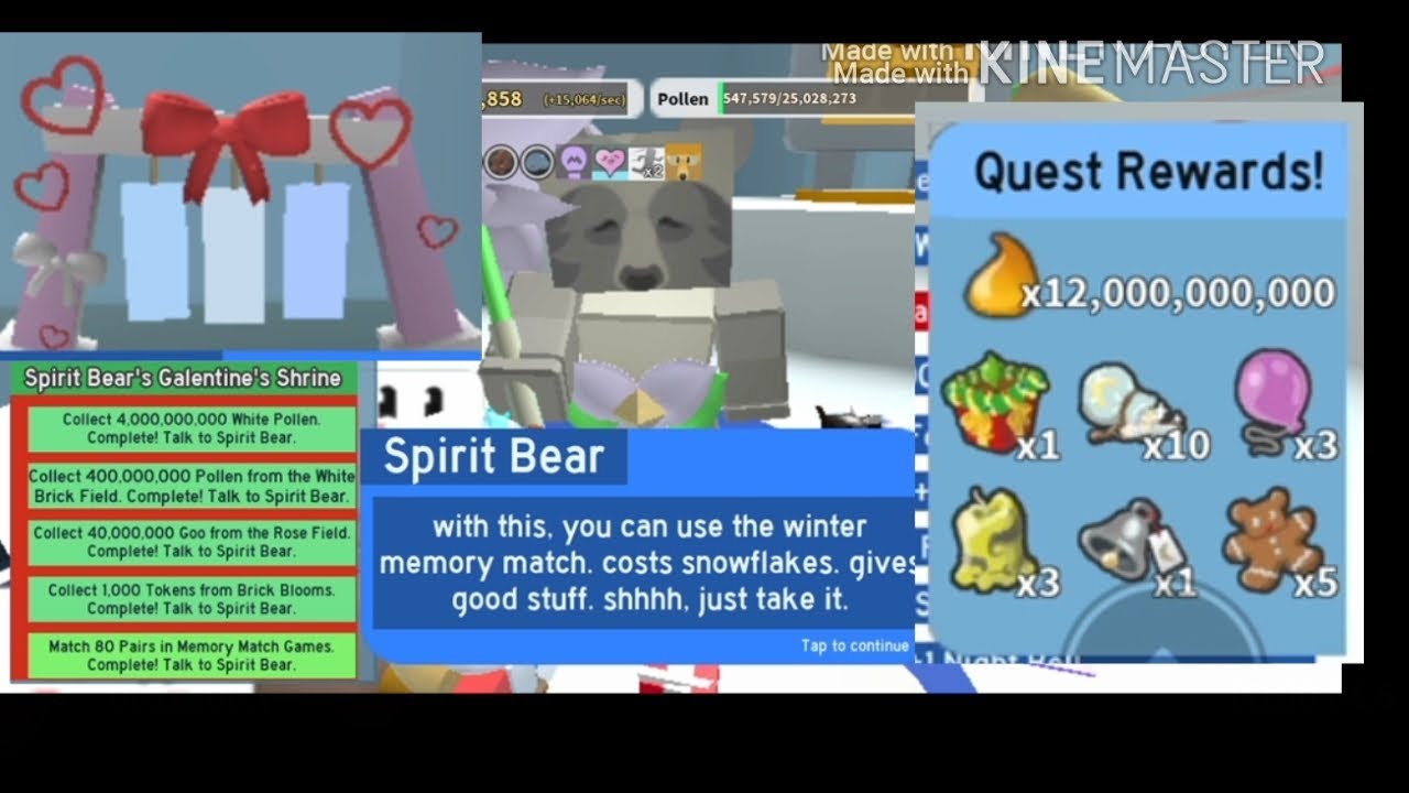Completing spirit bear Beemas quest in Bee swarm simulator - YouTube