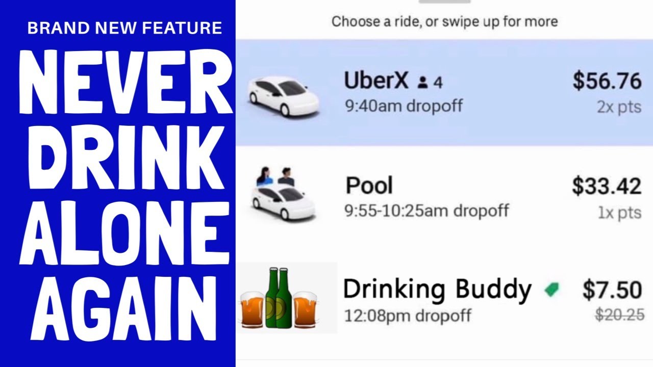 Uber Introduces the NEW “Drinking Buddy” Feature - YouTube