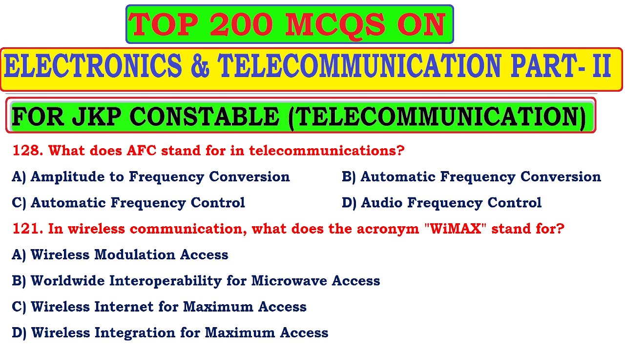 TOP 200 MCQS ON ELECTRONICS & TELECOMMUNICATION PART - II FOR JKP ...