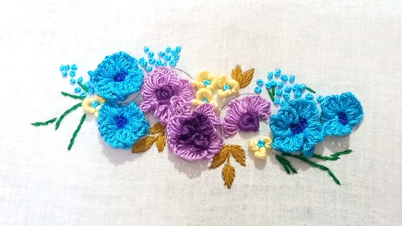 Beautiful 3D Hand Embroidery 💐 🌸 Flowers #embroidery #handembroidery # ...