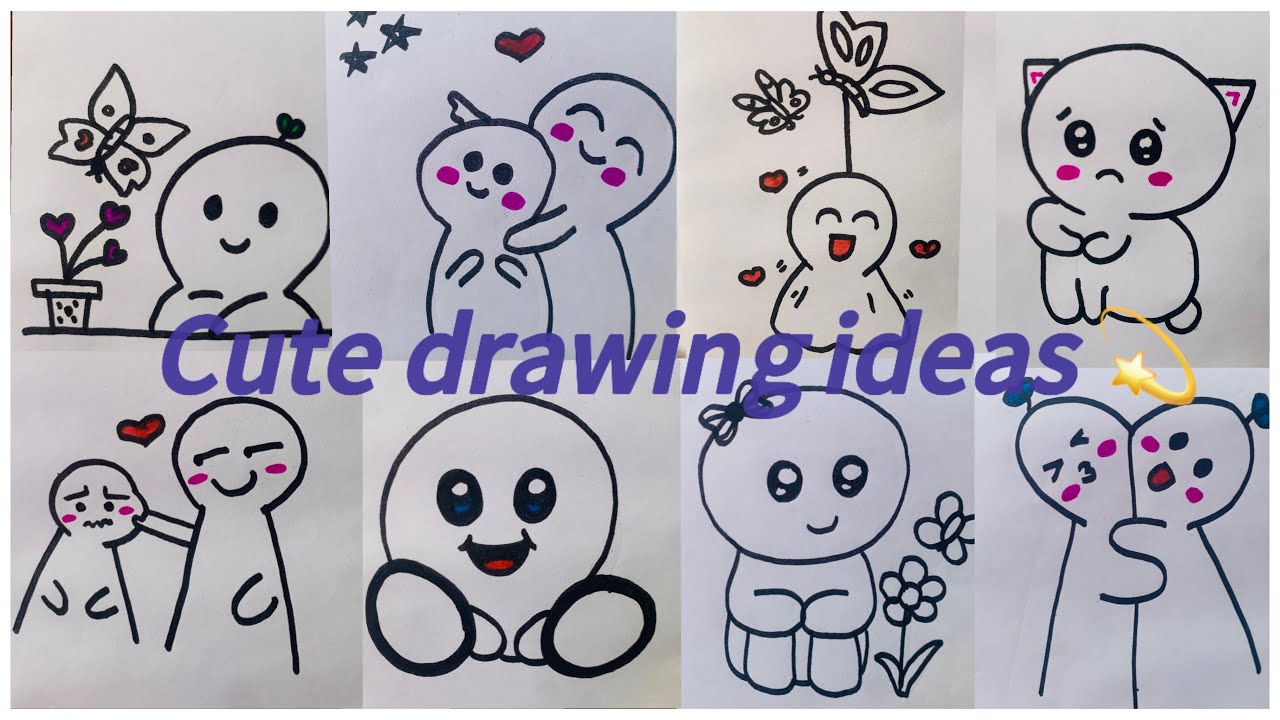 Easy Cartoon Drawing ideas || Aesthetic cartoon drawing ️ - YouTube
