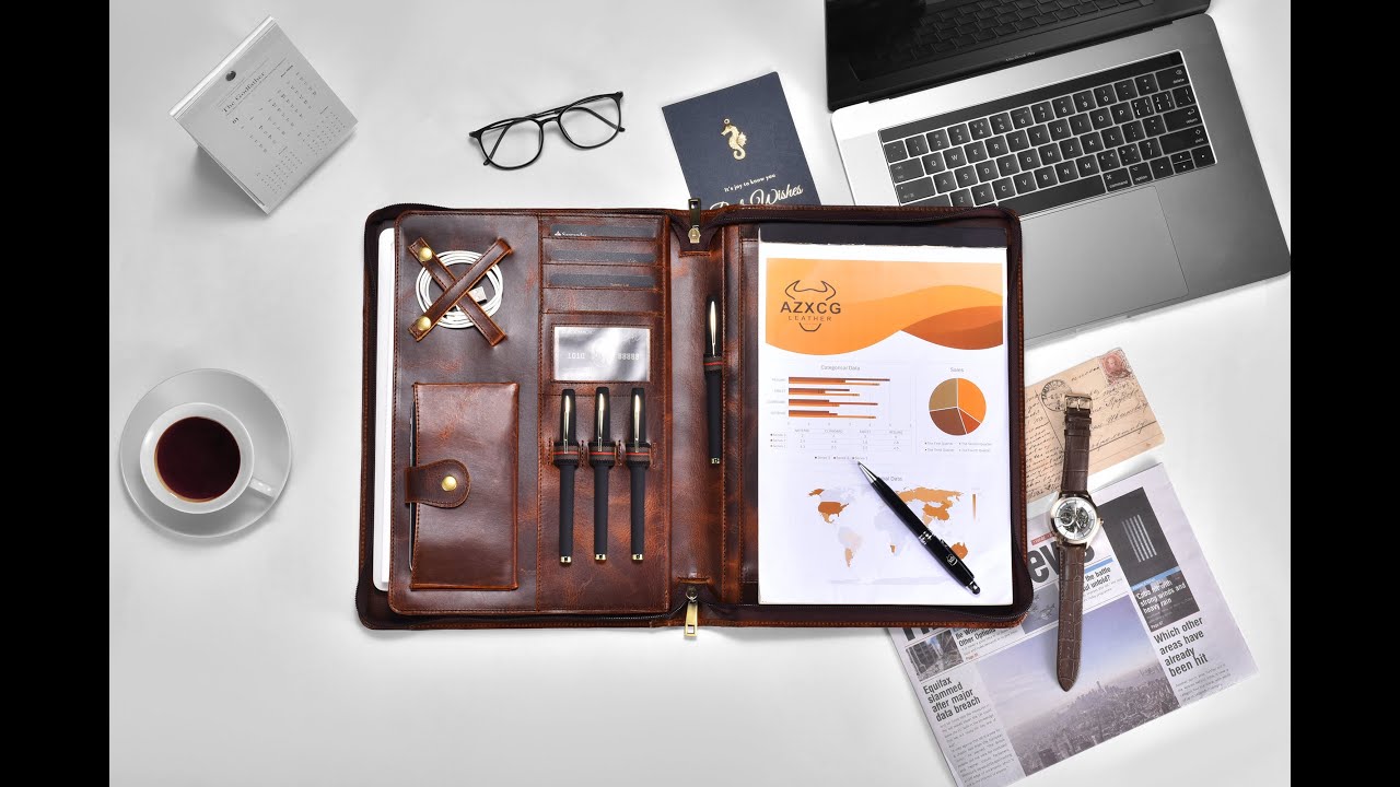 Handmade Portfolio Oil Wax Leather Padfolio for A4/Letter Size Notepad ...