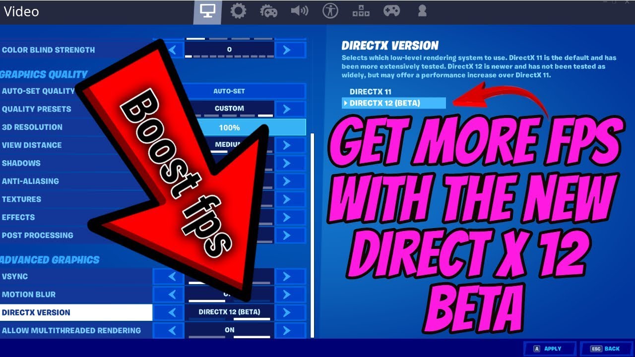 How To Get More FPS Fortnite Chapter 2 (NEW DIRECT X 12 BETA) - YouTube