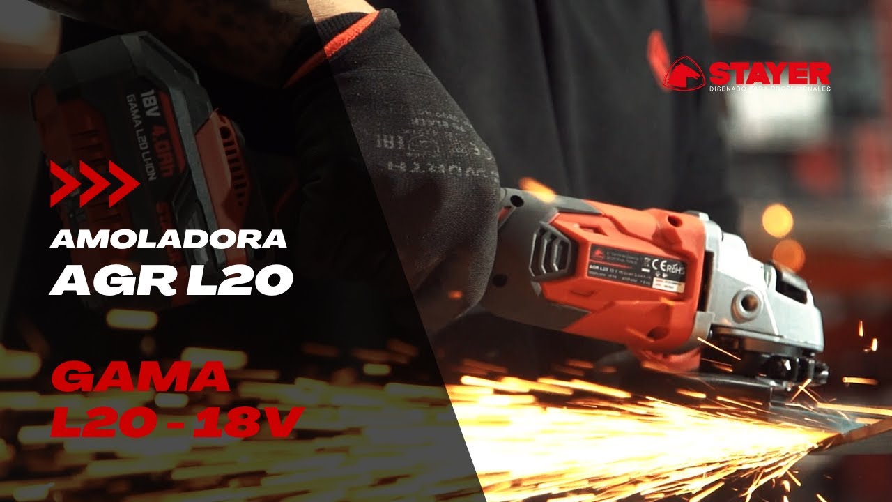 AGR L20 Stayer - Amoladora angular a batería - YouTube