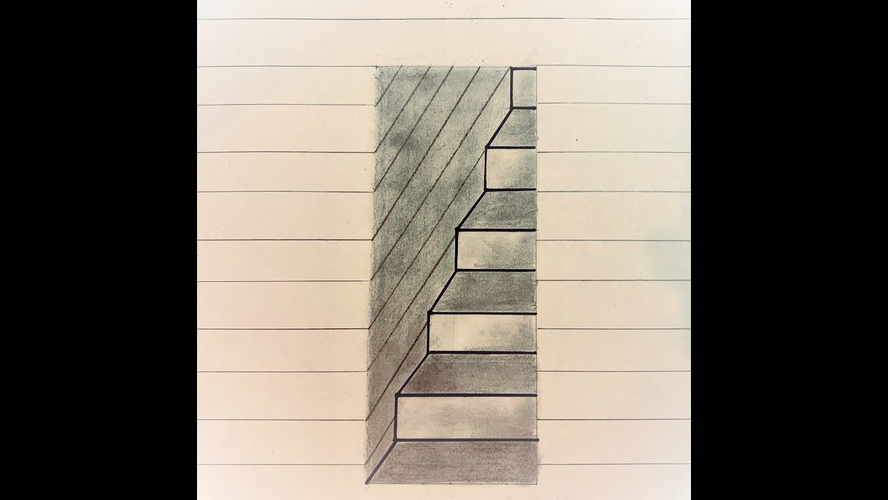 how to draw 3d steps - YouTube