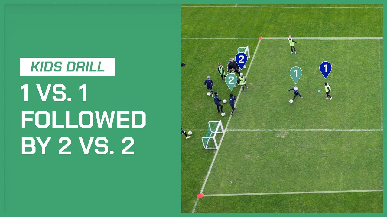 1 vs. 1 followed by 2 vs. 2 | Soccer Coaching Drill - YouTube
