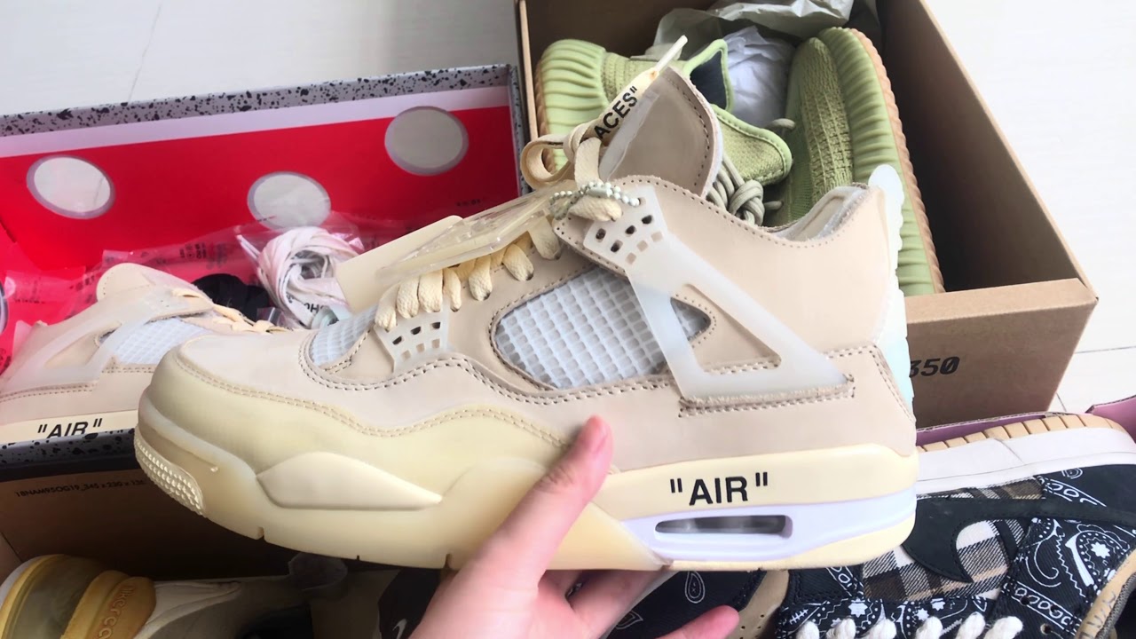Off-White Nike Air Jordon 4s Retro Sail tail Material With Best Quality ...
