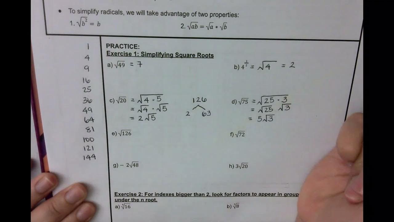 Algebra 1: Simplifying Radicals - YouTube