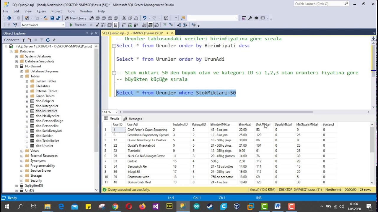 MSSQL 2019 Dersleri Order By Kullanımı #Ders23 SQL Server 2019 Eğitimi ...