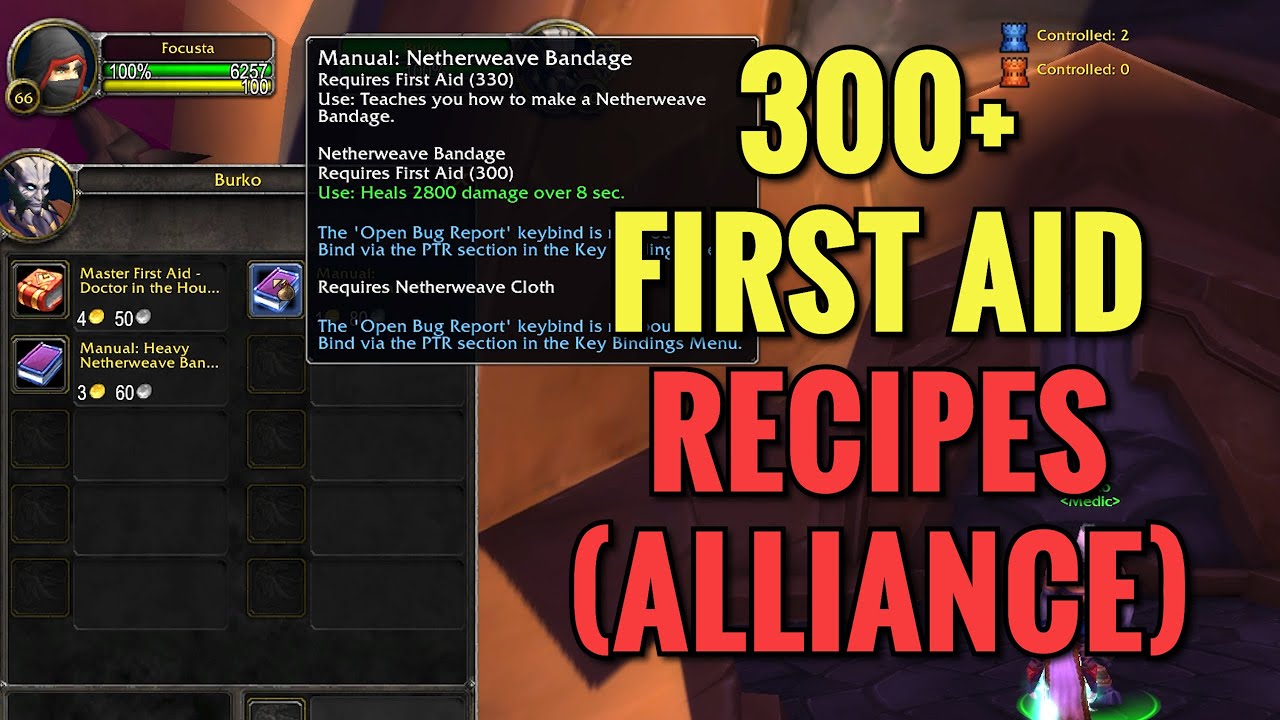 Netherweave Bandage Recipe 300+ First Aid Trainer (ALLIANCE) (WoW TBC ...