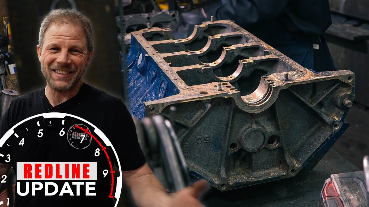 Baking, blasting, crack checking block; resizing rods for Cadillac 365 ...