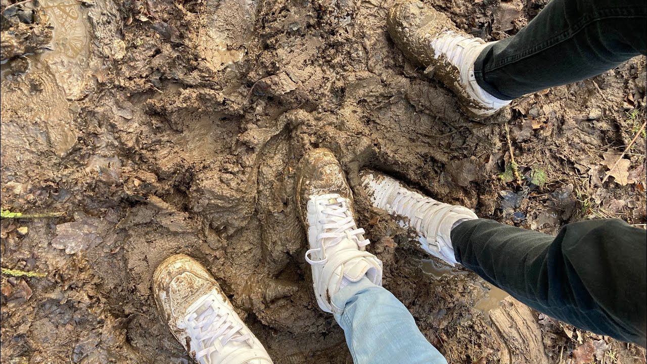 Muddy forest walk in our white Nike AF1s (Part 1) - YouTube
