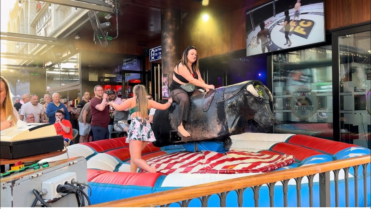 Bull riding and life in Benidorm 30th of October 2024 in Benidorm - YouTube