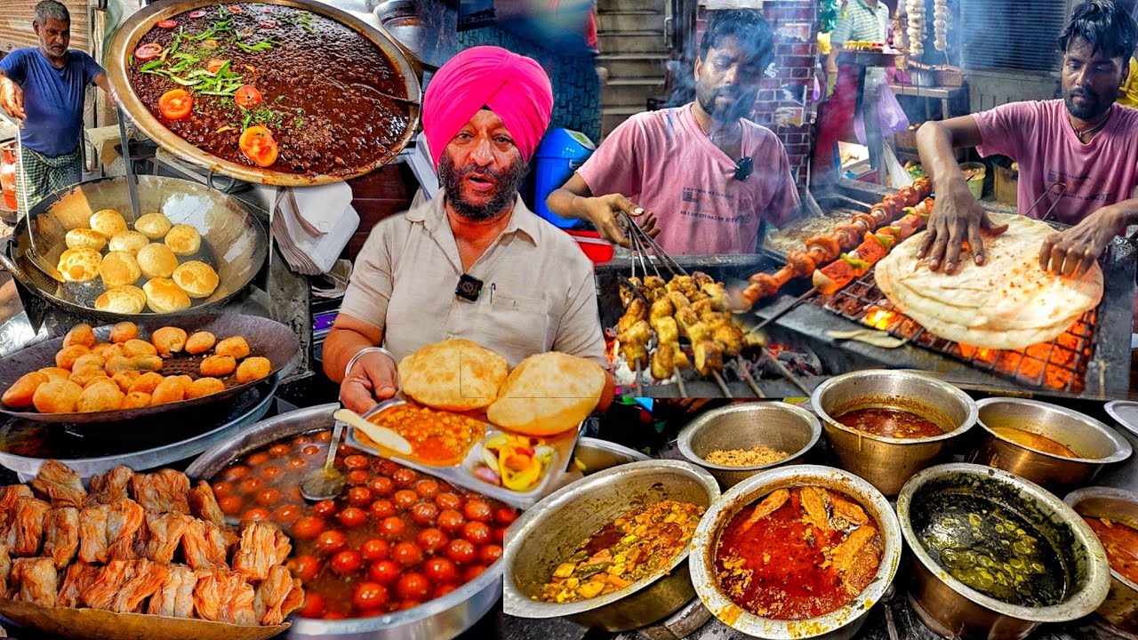 Amritsar Street Food | Sardar Ji Pooria Chole | Sai Chaap Corner Paneer ...