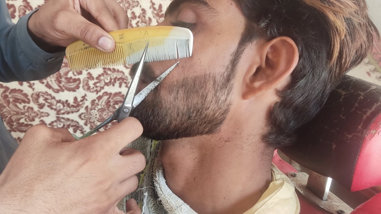 beard cut style with scissor | curve beard style 2023 - YouTube