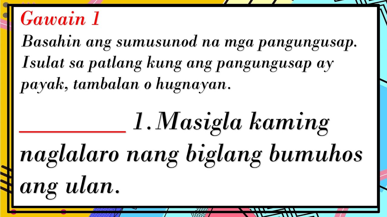 Filipino 4 Quarter 2 Kayarian ng Pangungusap (Payak, Tambalan o ...