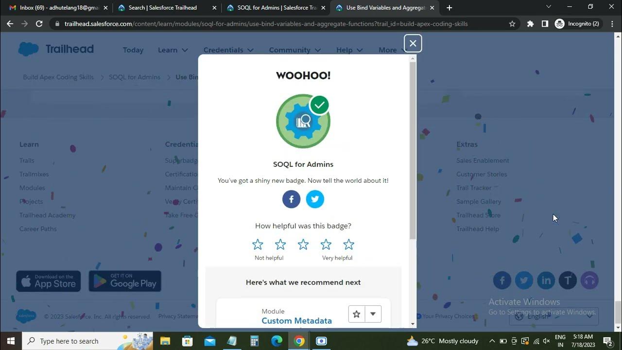 Trailhead Use Bind Variables And Aggregate Functions Soql For Admins In Salesforce Youtube