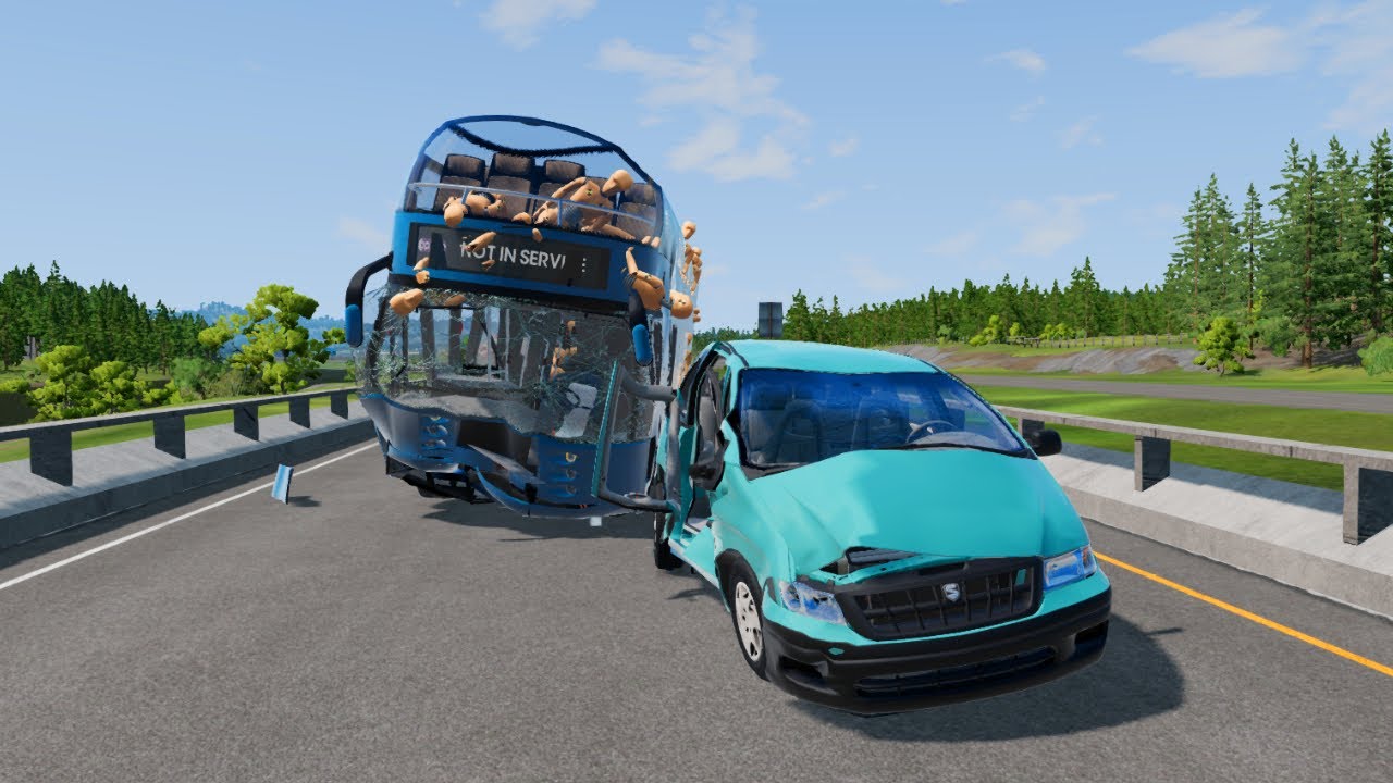Bus Filled With dummies Crash Test | BeamNG Drive - YouTube