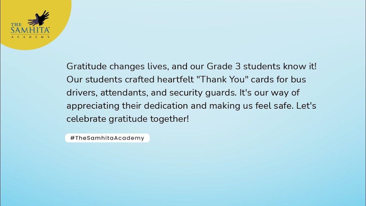 Thank You Card Activity by Grade 3 | The Samhita Academy - YouTube