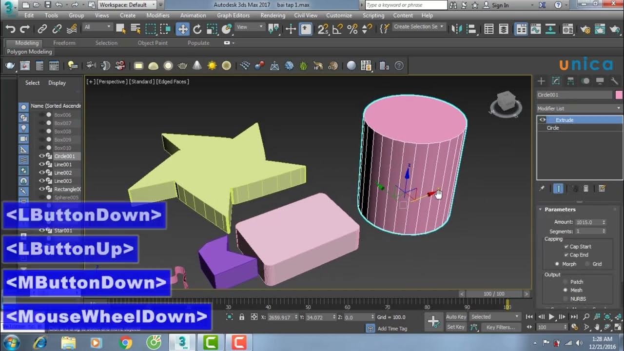Học 3DS MAX - Lệnh Extrude Vật Thể 2D Thành 3D - YouTube
