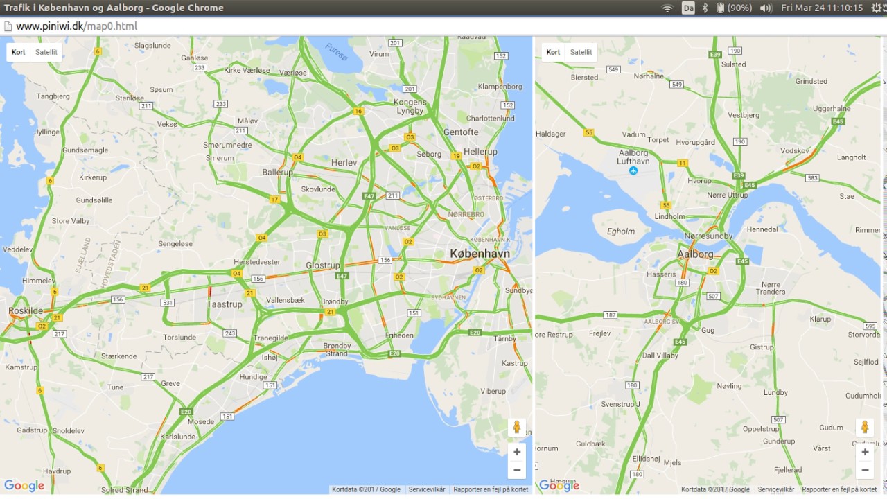 Google Maps traffic - time lapse of Copenhagen and Aalborg - YouTube