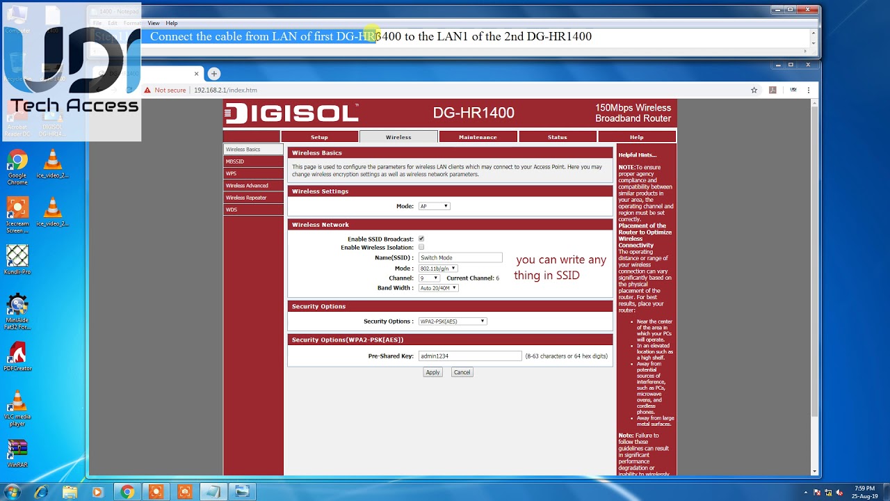 Configure Digisol DG HR1400 as a Switch - YouTube