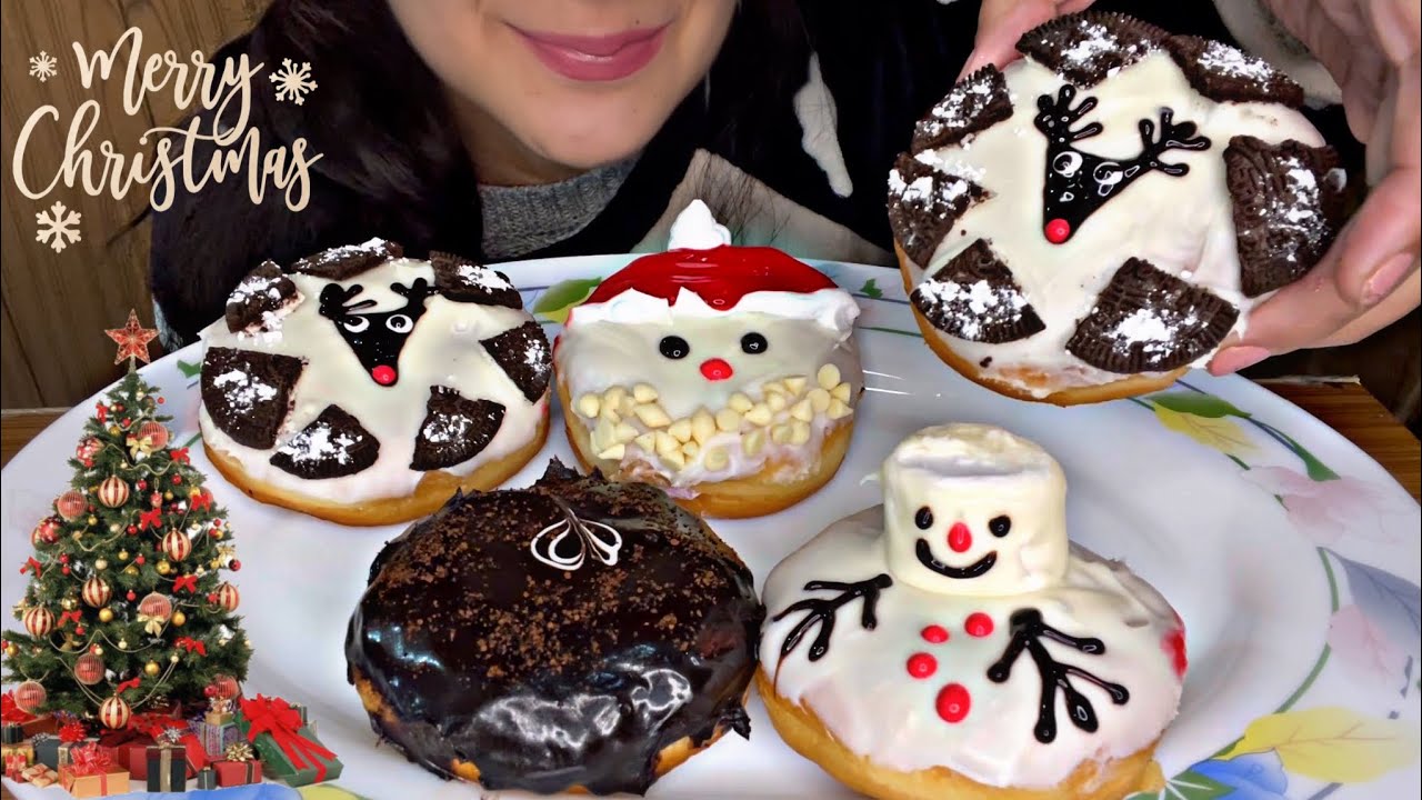*CHRISTMAS SPECIAL* EATING DONUTS 🍩 |ASMR EATING SHOW - YouTube