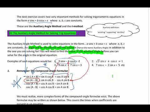 Auxiliary Angle method for solving Equations - YouTube