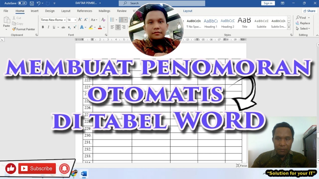 🔴 Cara Membuat Penomoran Otomatis di Tabel Word - YouTube