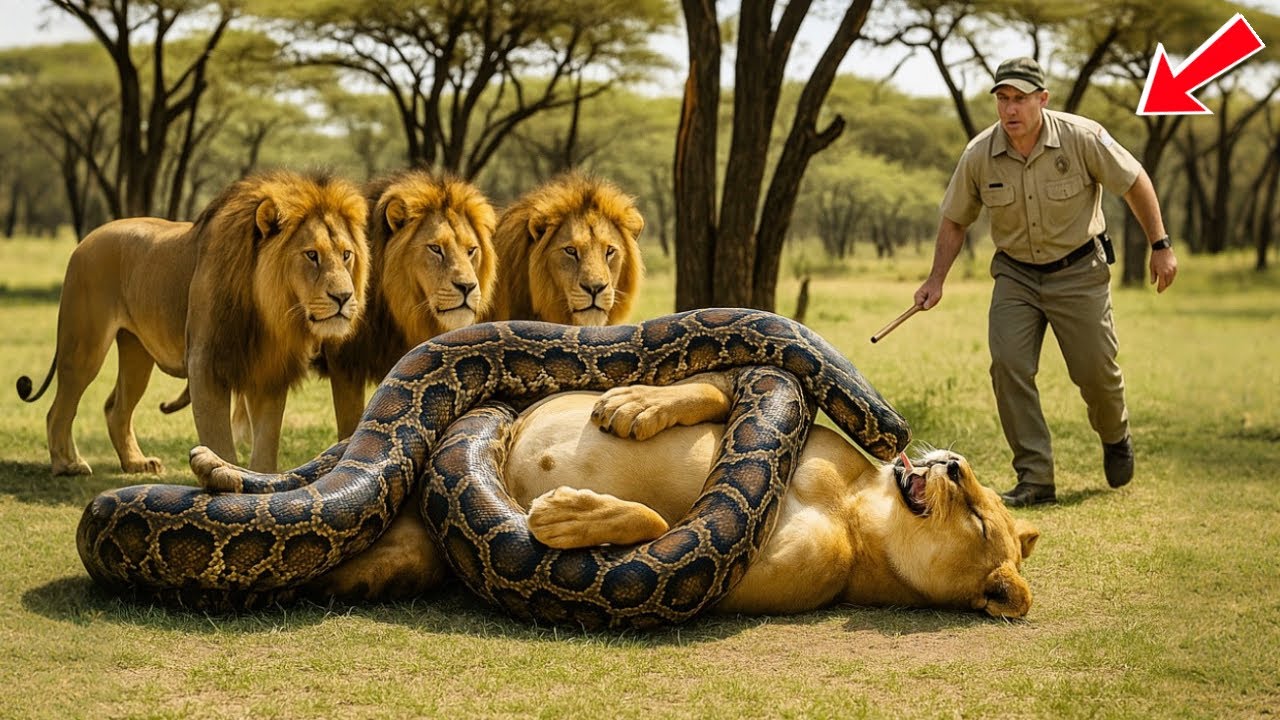 Lioness Trapped by Giant Python – What the Male Lions Did Will Shock ...