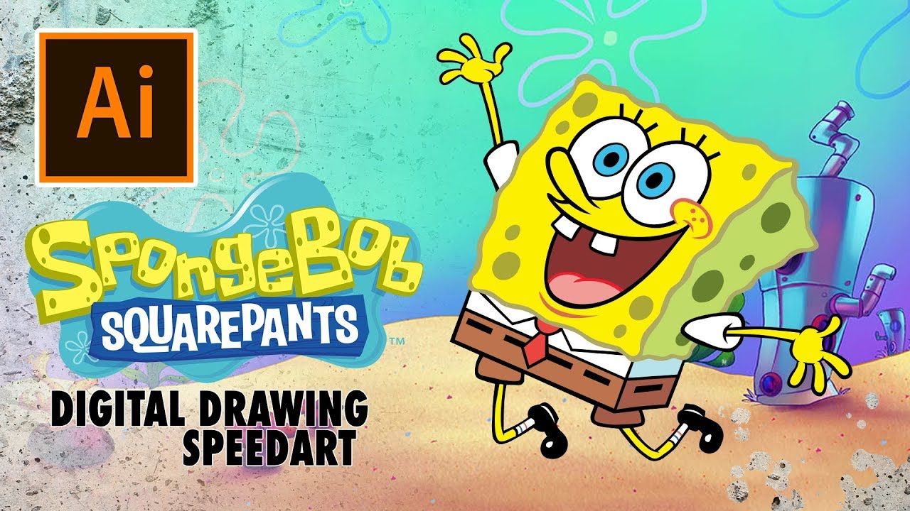 How to Draw: SpongeBob Squarepants / Digital Drawing / Adobe ...