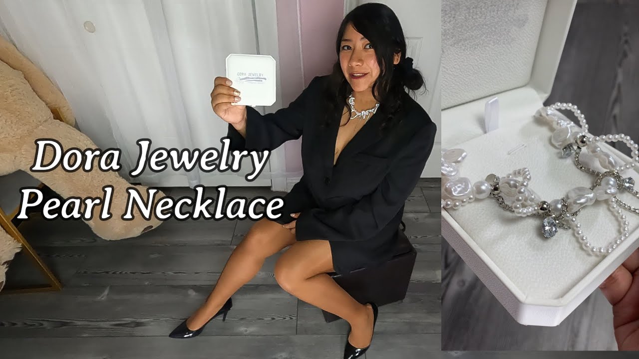 Obsessed with Dora Jewelry's Pearl Necklace. Try on and review! - YouTube