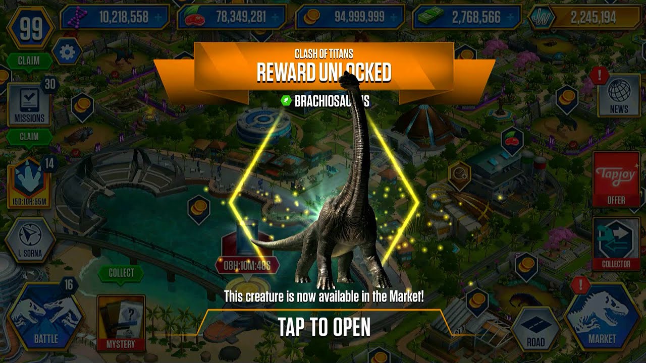 REWARD UNLOCKED BRACHIOSAURUS MAX LEVEL 40 | HT GAME - YouTube