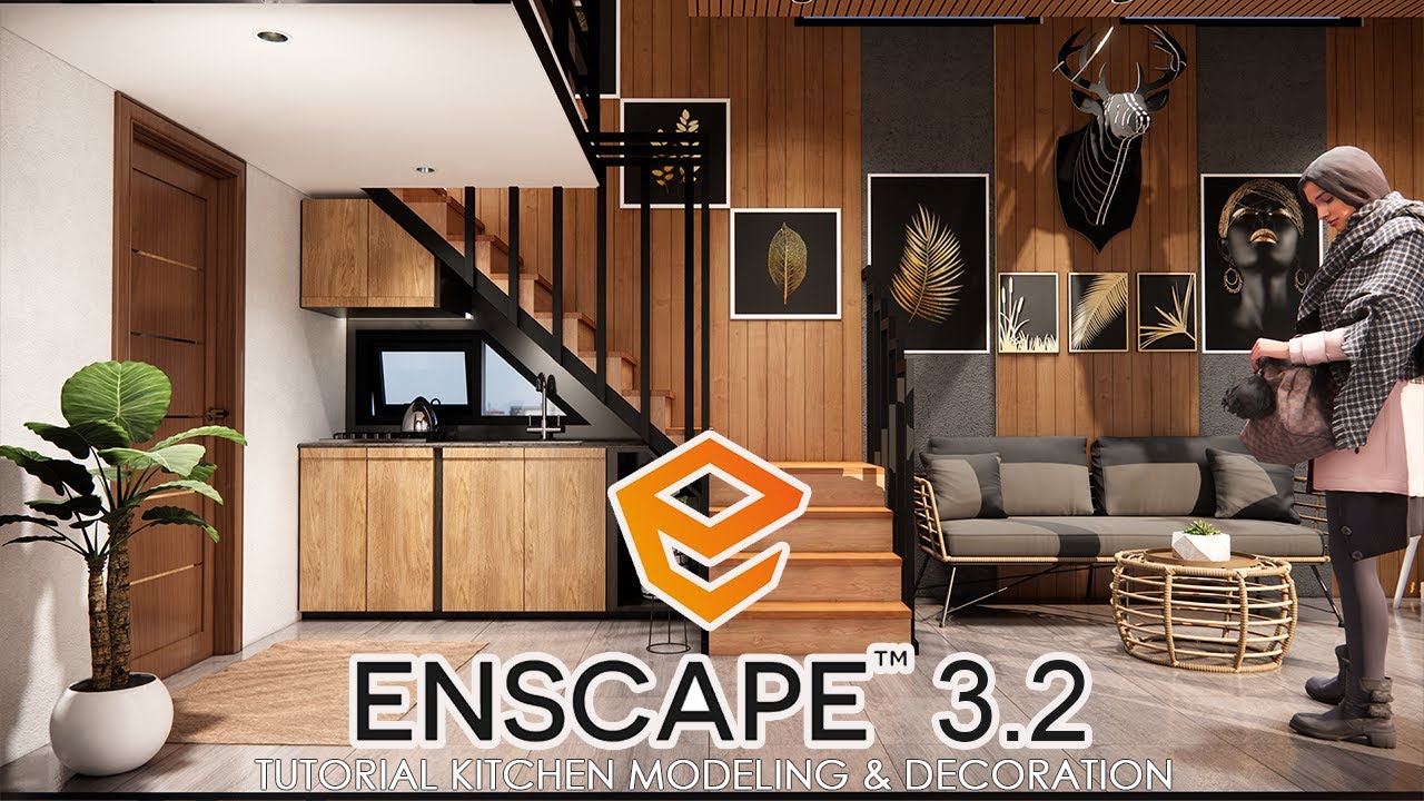 Enscape 3.2 Preview - SketchUp Kitchen Modeling Living Room Decoration ...
