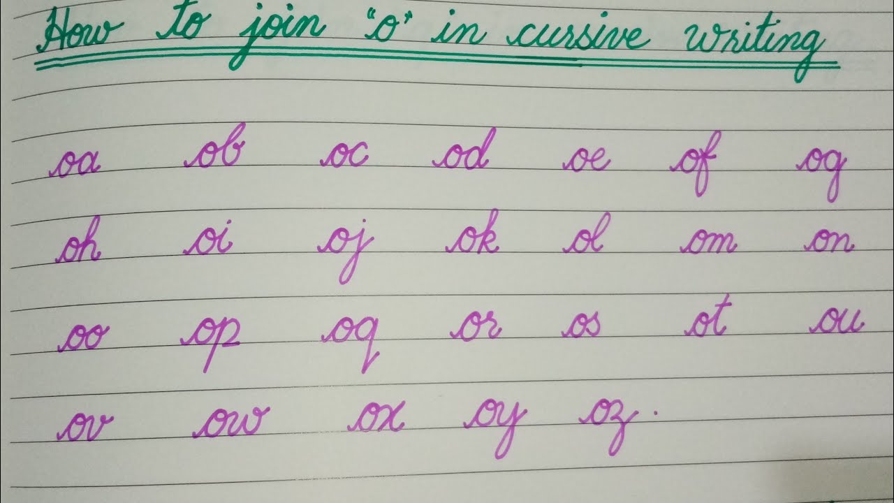 cursive writing #Connecting letter oa to oz #cursivewriting practice ...