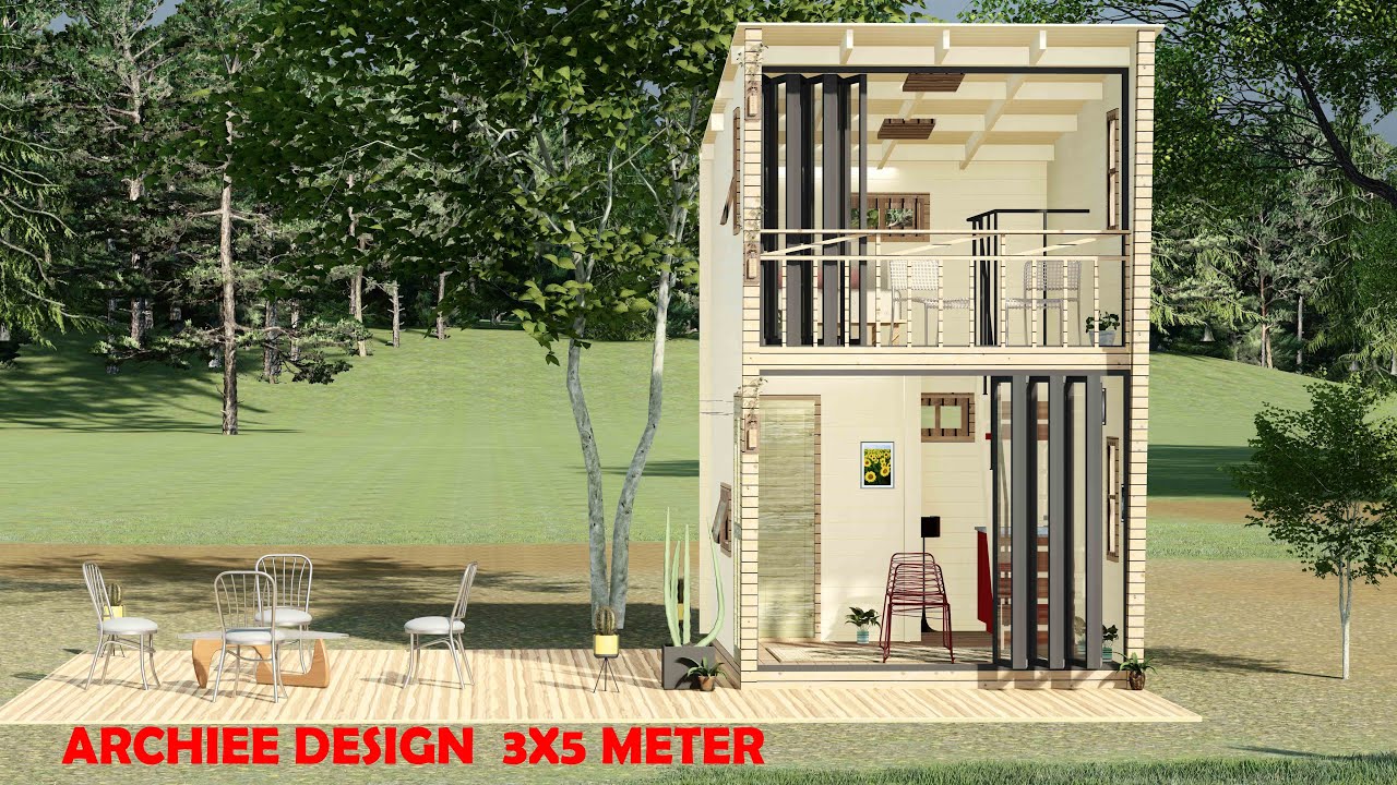 3X5 METER tiny house animation / two floor tiny house / double hieghted ...